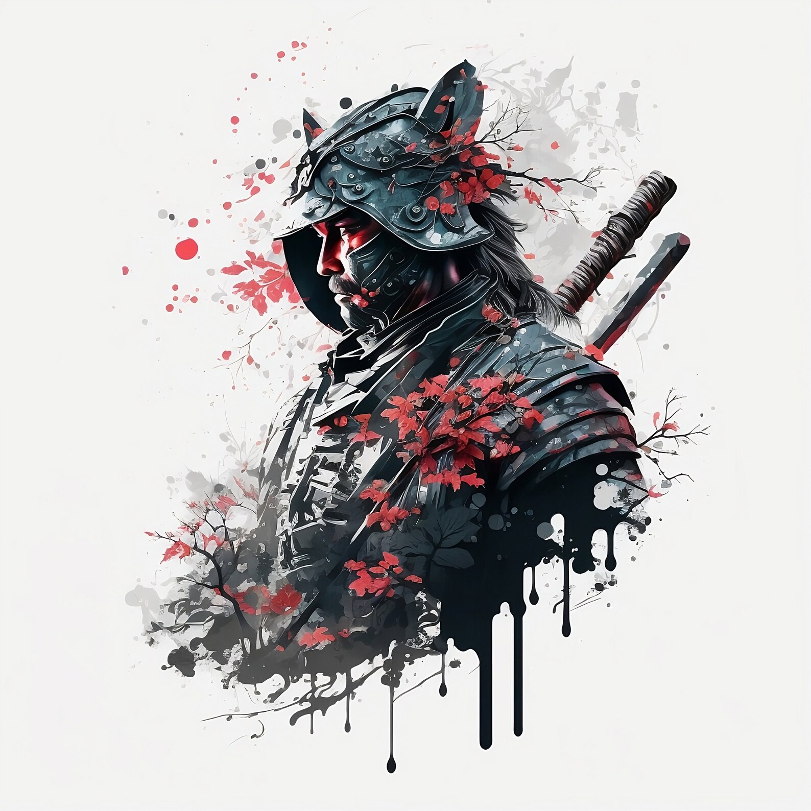 Samurai Tattoo Design White Background PNG File Download High ...