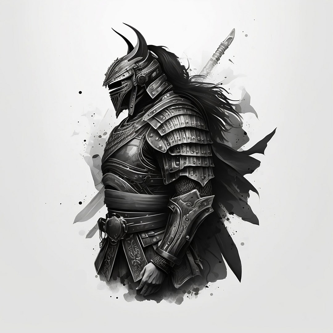 Samurai Tattoo Design White Background PNG File Download High ...