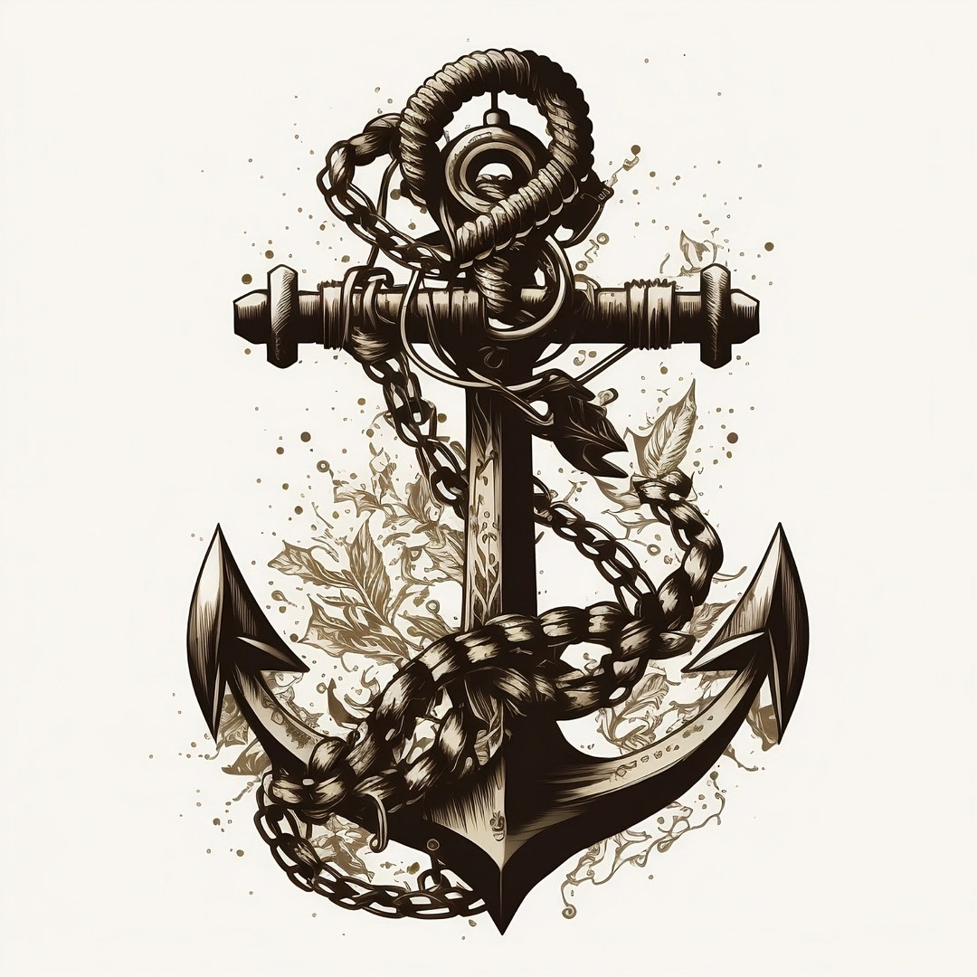 Anchor Tattoo Design White Background PNG File Download High Resolution ...
