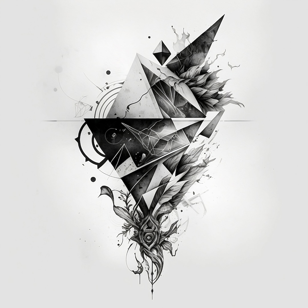 Geometric Tattoo Design White Background PNG File Download High ...