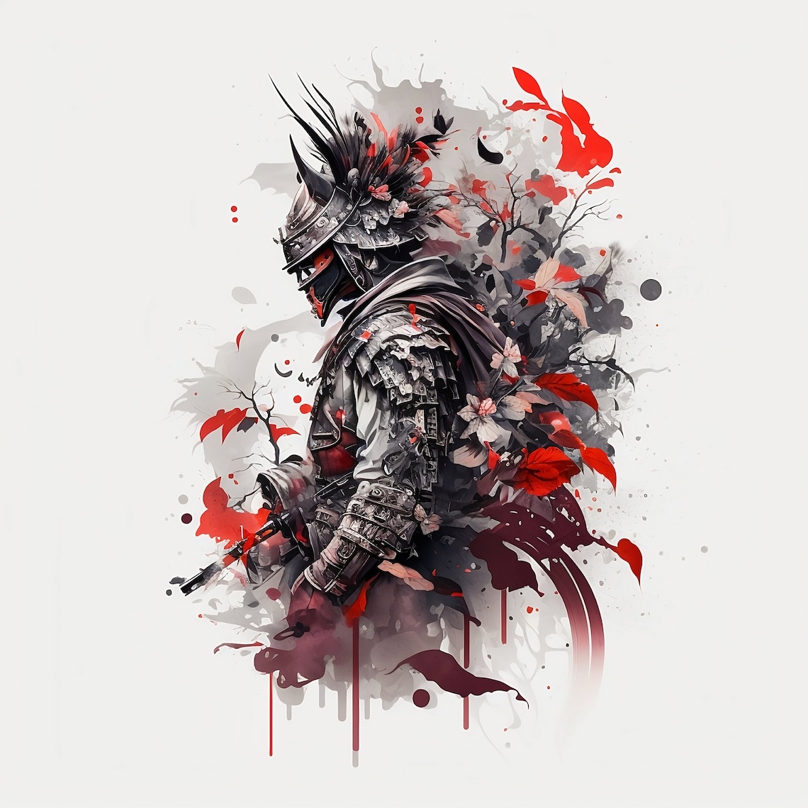 Samurai Tattoo Design White Background PNG File Download High ...