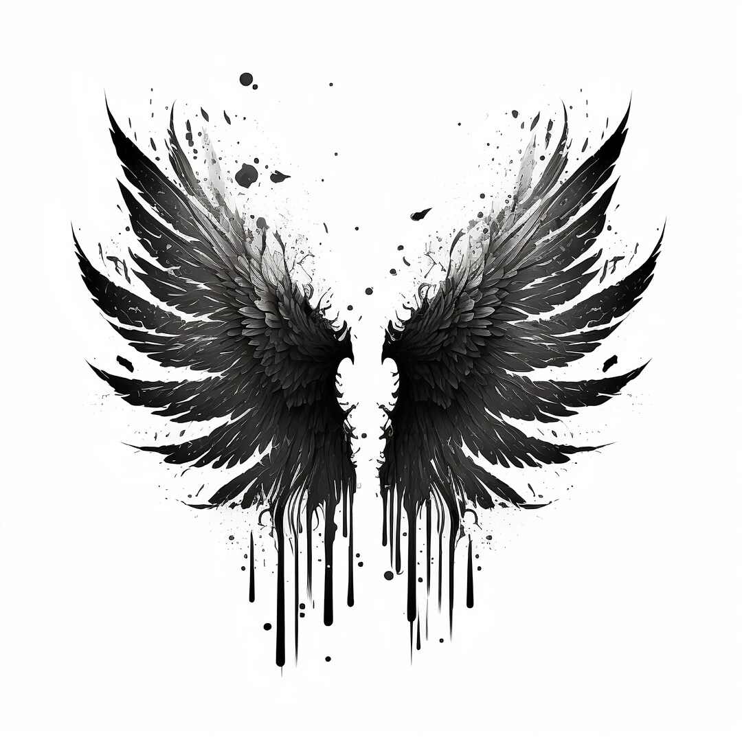 Wings Tattoo Design White Background PNG File Download High Resolution ...