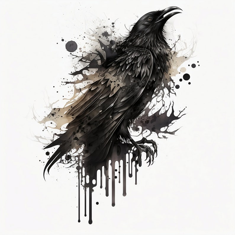 Raven Tattoo Design White Background PNG File Download High Resolution ...