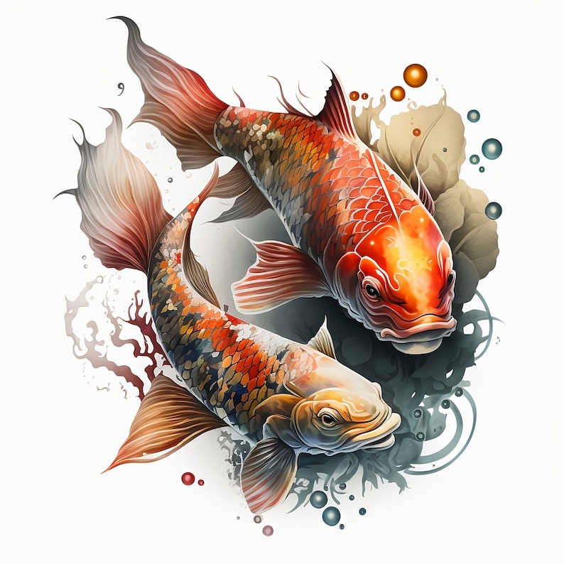 Koi Fish Tattoo Design White Background PNG File Download High ...