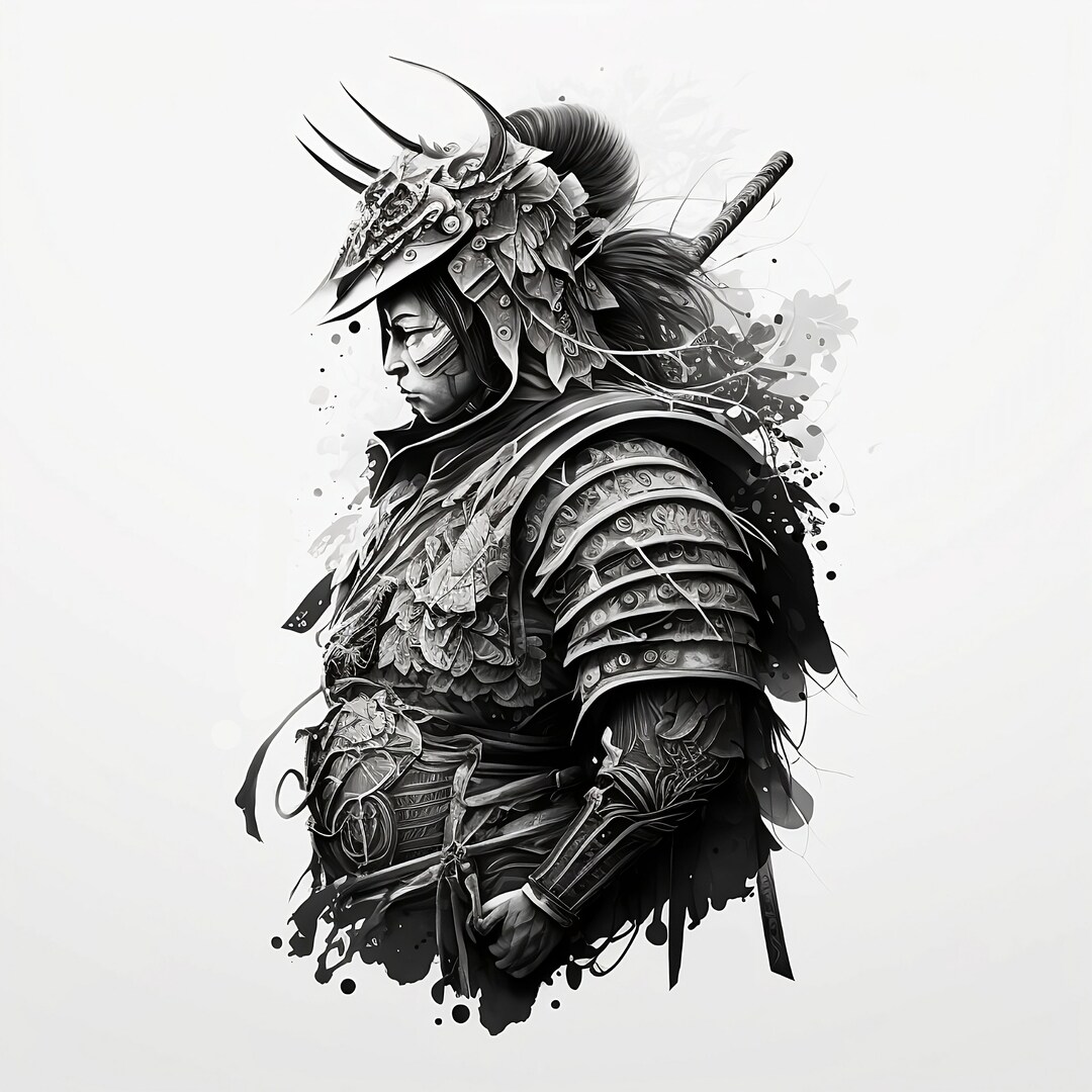 Samurai Tattoo Design White Background PNG File Download High ...