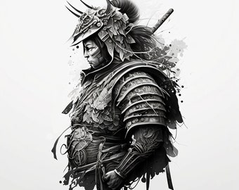 Samurai Tattoo Design White Background PNG File Download High ...
