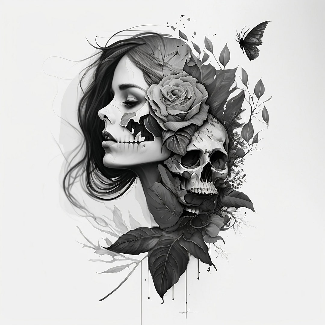 Girl Tattoo Design White Background PNG File Download High Resolution ...