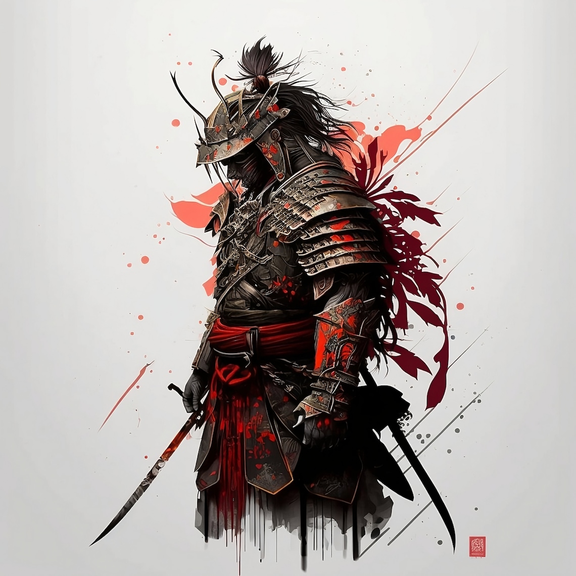 Samurai Tattoo Design White Background PNG File Download High ...