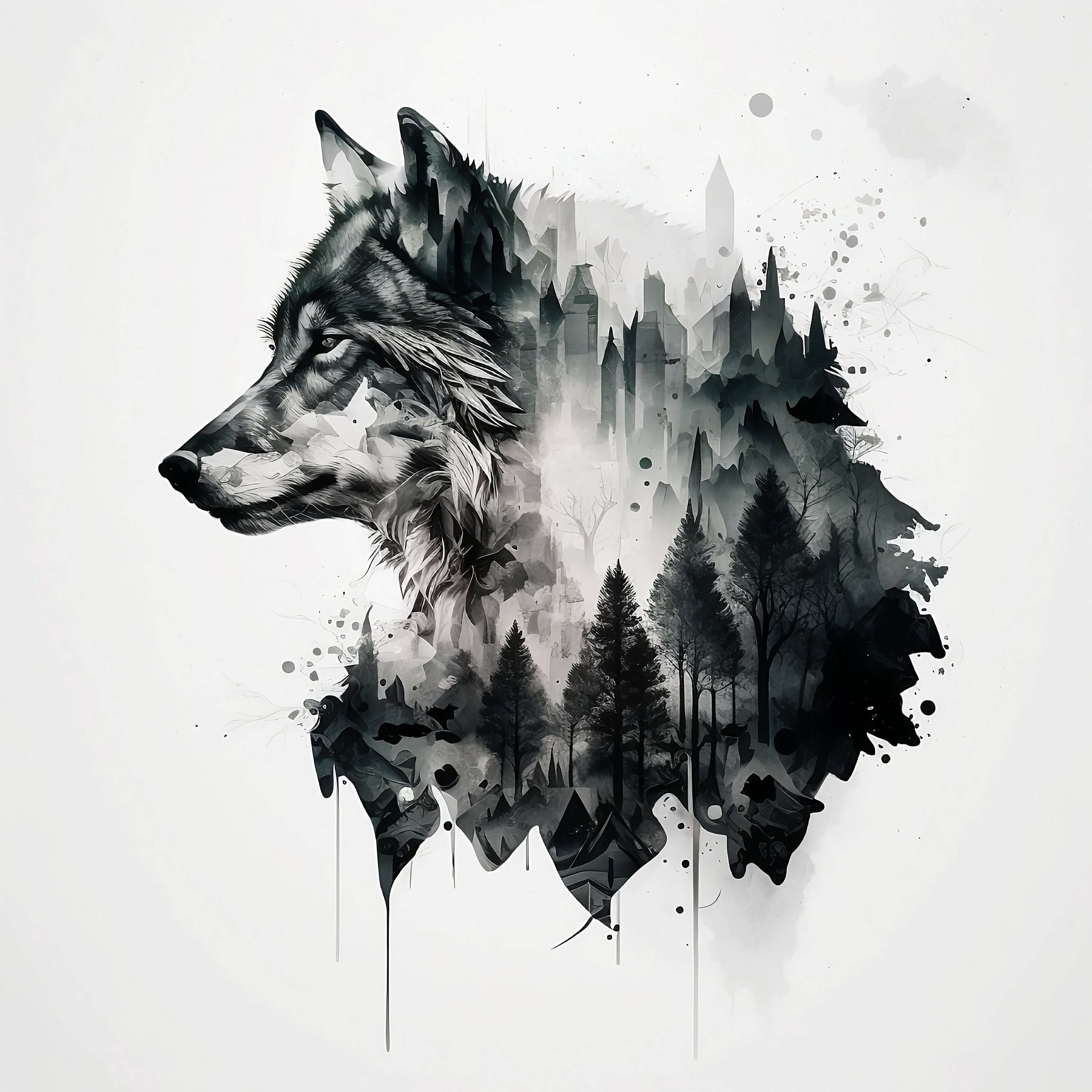 Black And White Wolf Tattoos