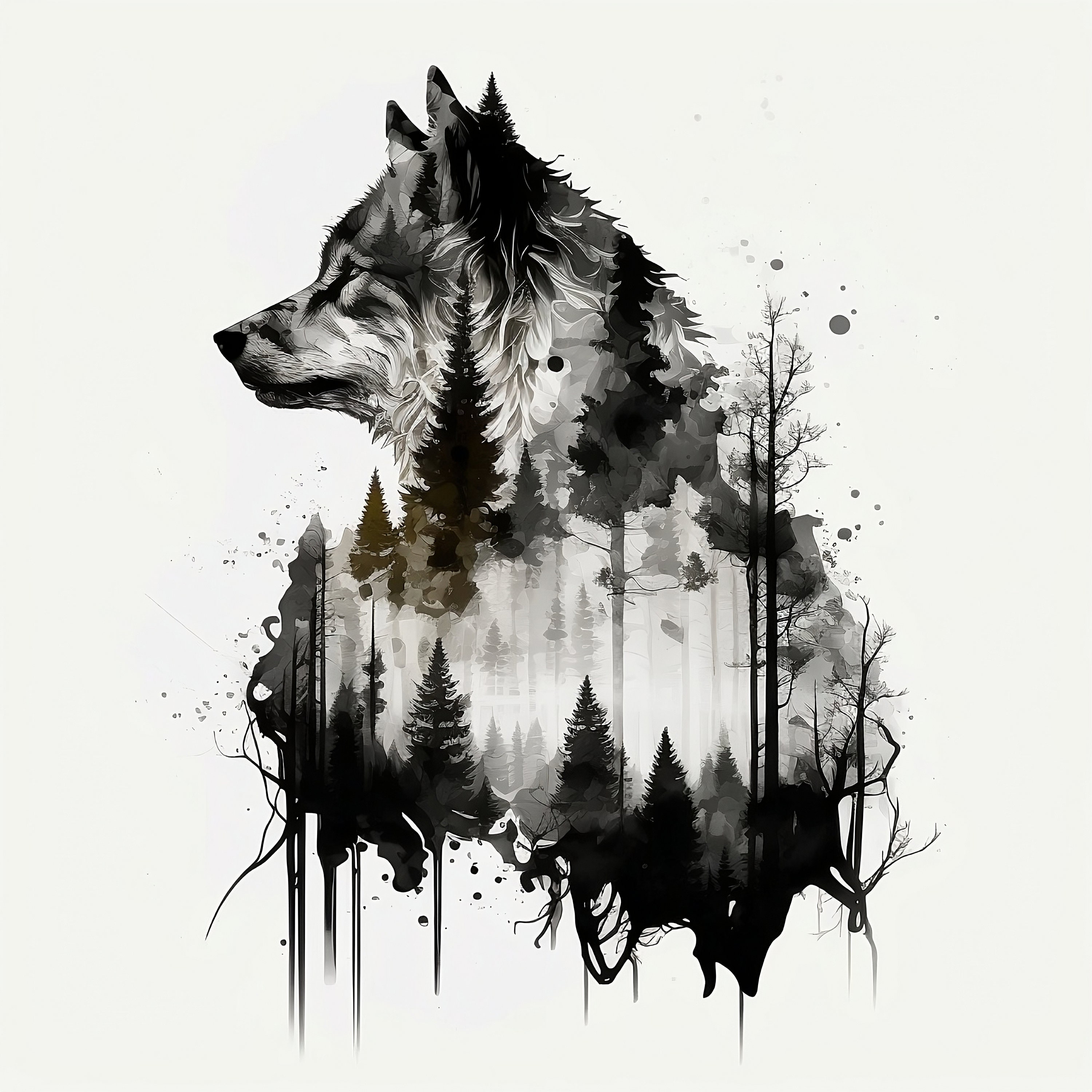 Wolf Tattoo Design White Background PNG File Download High Resolution ...