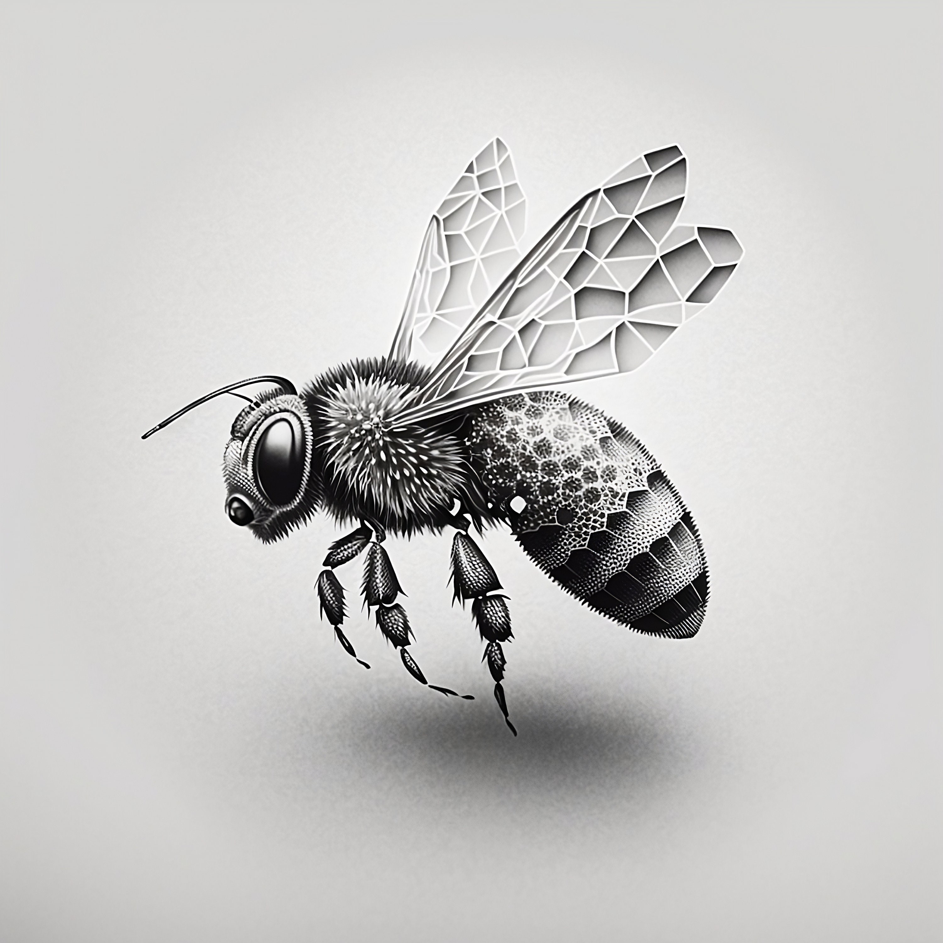 Bee Dotwork Style Tattoo Design White Background PNG File Download High ...