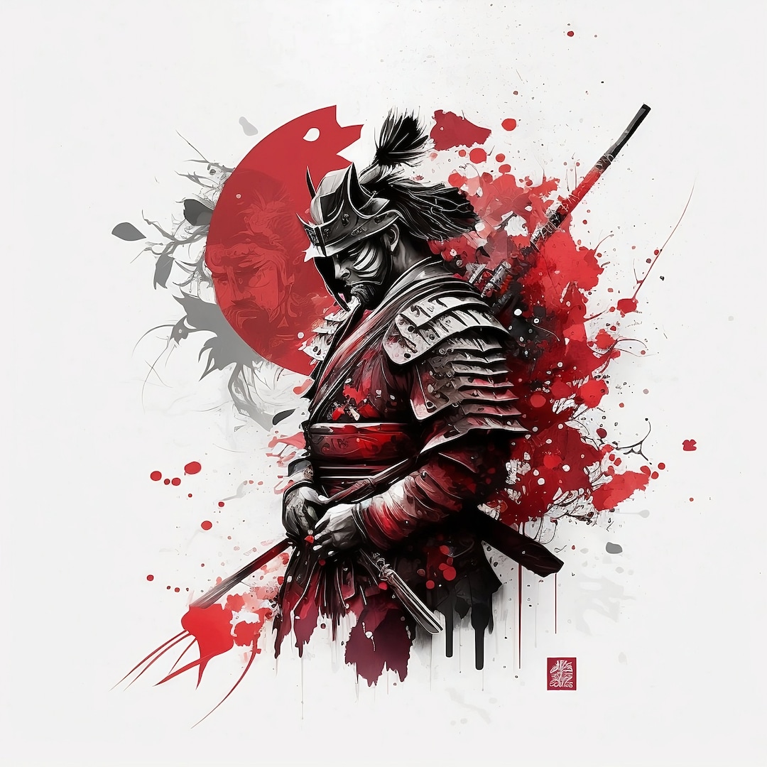 Samurai Tattoo Design White Background PNG File Download High ...