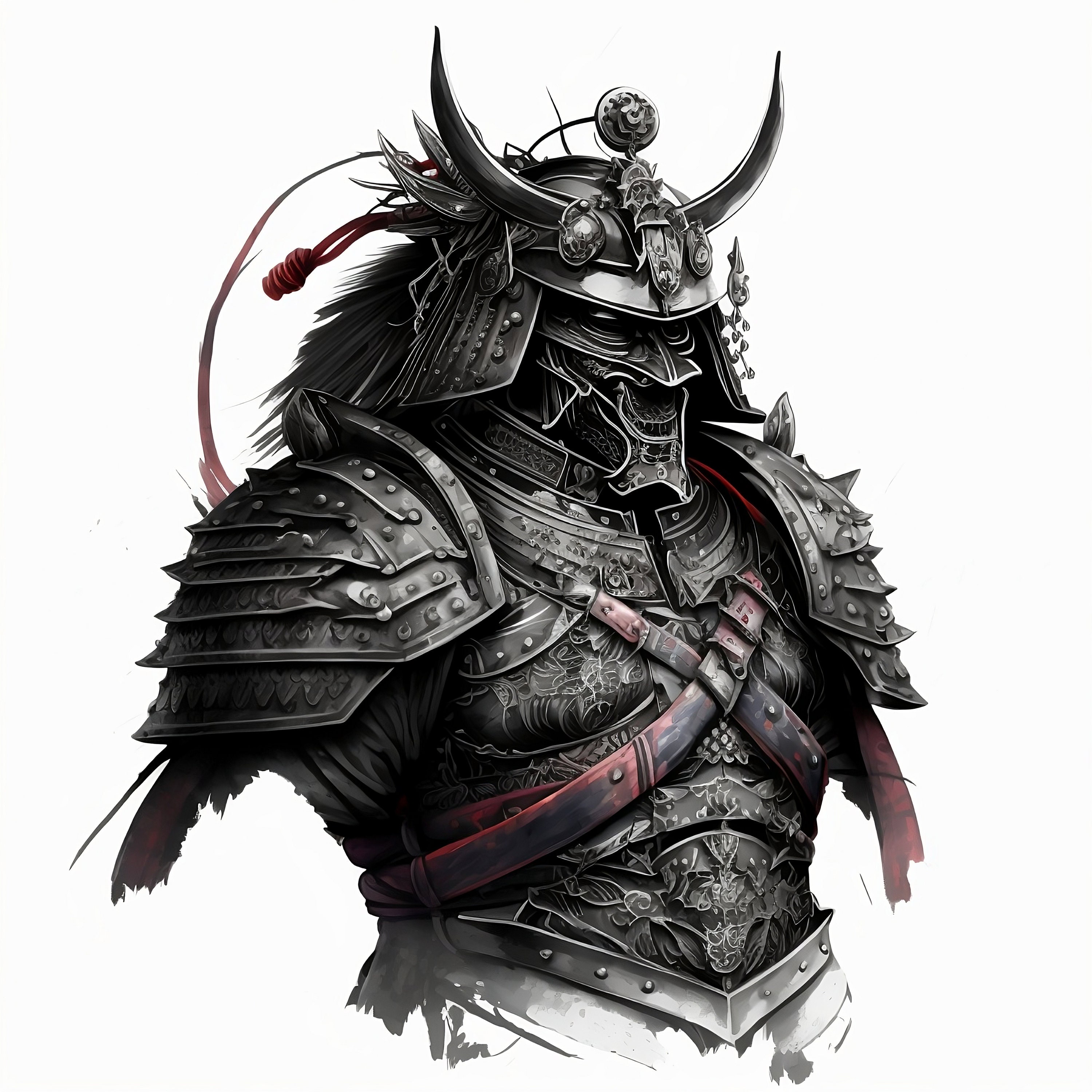 Samurai Tattoo Design White Background PNG File Download High ...