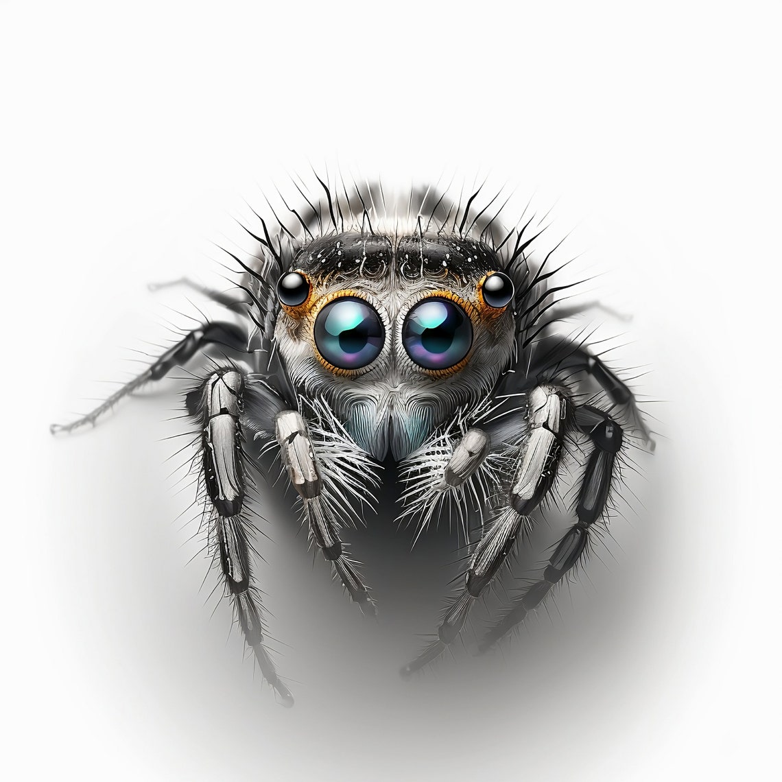 Cute Jumping Spider Tattoo Design White Background PNG File Download ...