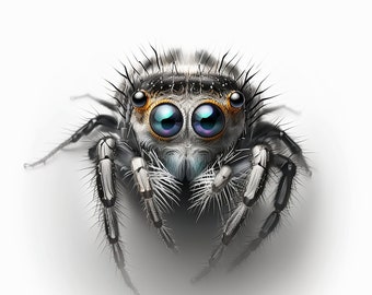 Cute Jumping Spider Tattoo Design White Background PNG File Download ...