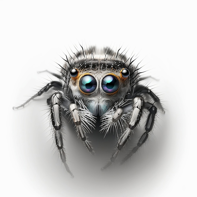 Cute Jumping Spider Tattoo Design White Background PNG File Download ...
