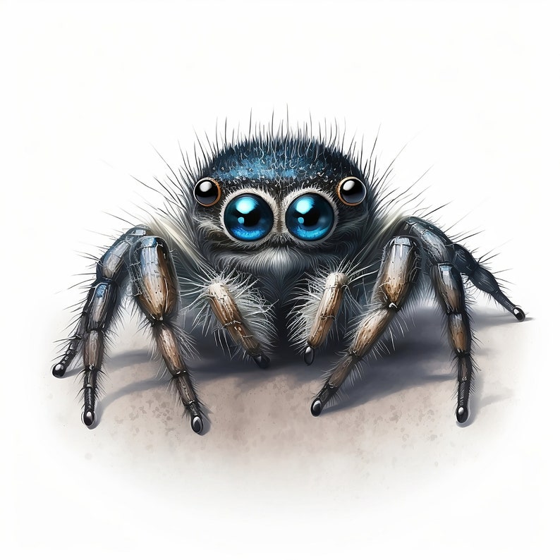 Cute Jumping Spider Tattoo Design White Background PNG File Download ...