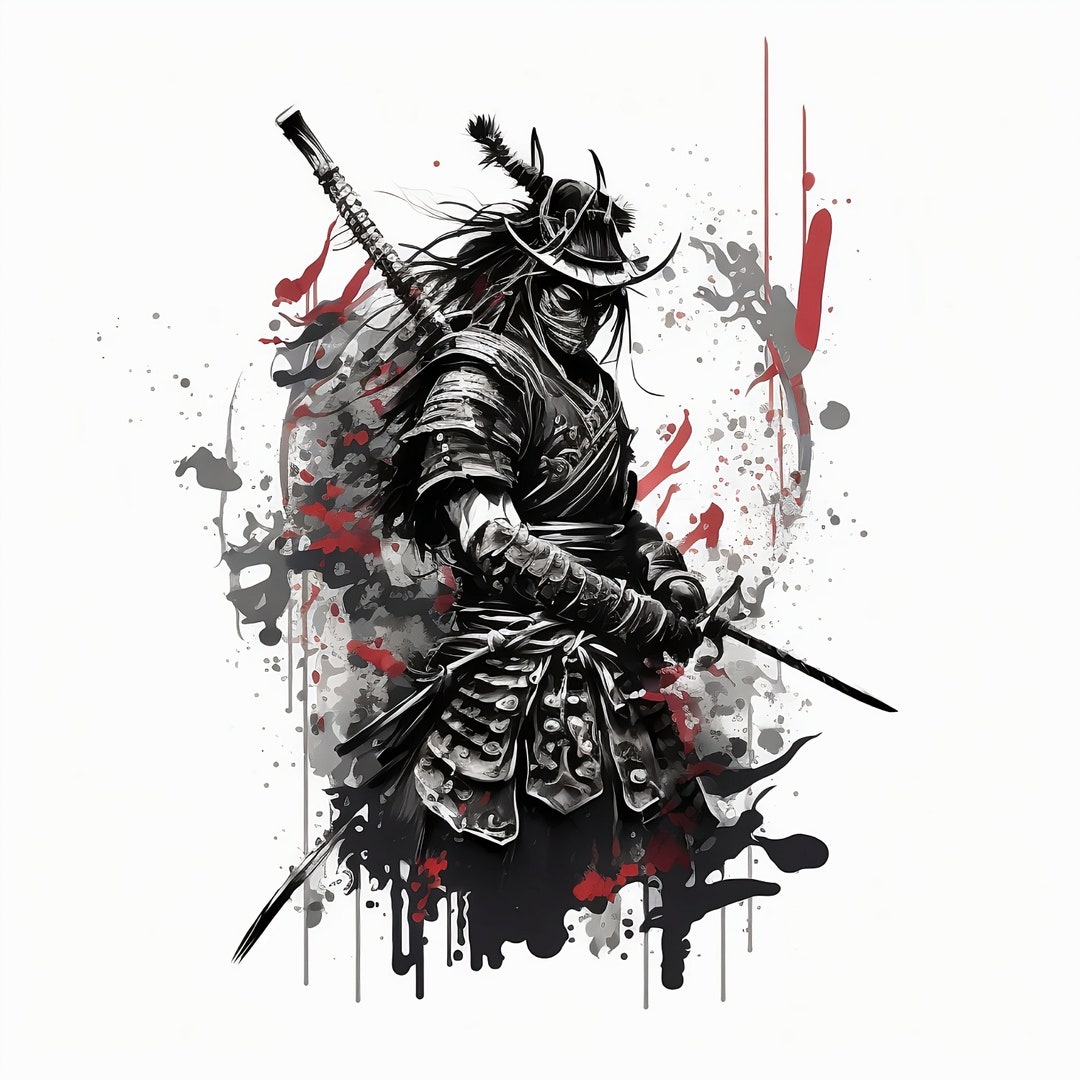 Samurai Tattoo Design White Background PNG File Download High ...