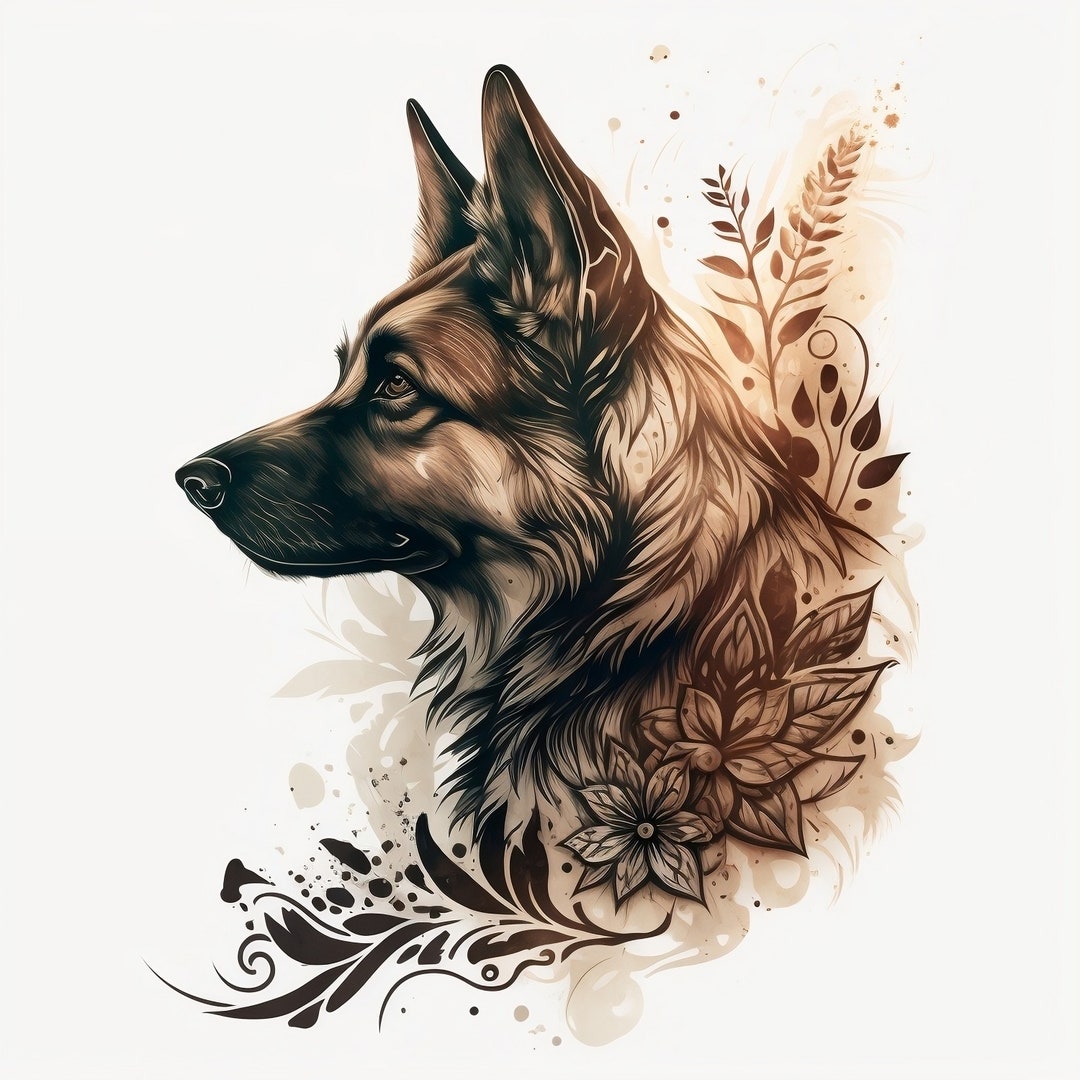 Dog Tattoo Design White Background PNG File Download High Resolution - Etsy