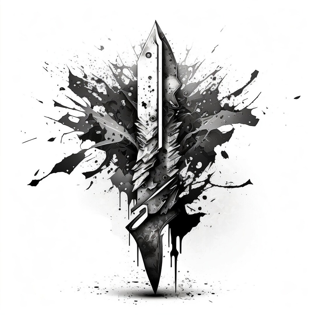 Knife Tattoo Design White Background PNG File Download High Resolution ...