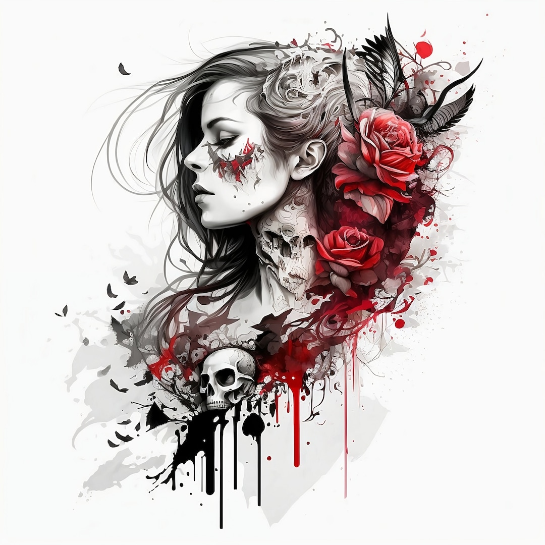 Girl Tattoo Design White Background PNG File Download High Resolution ...