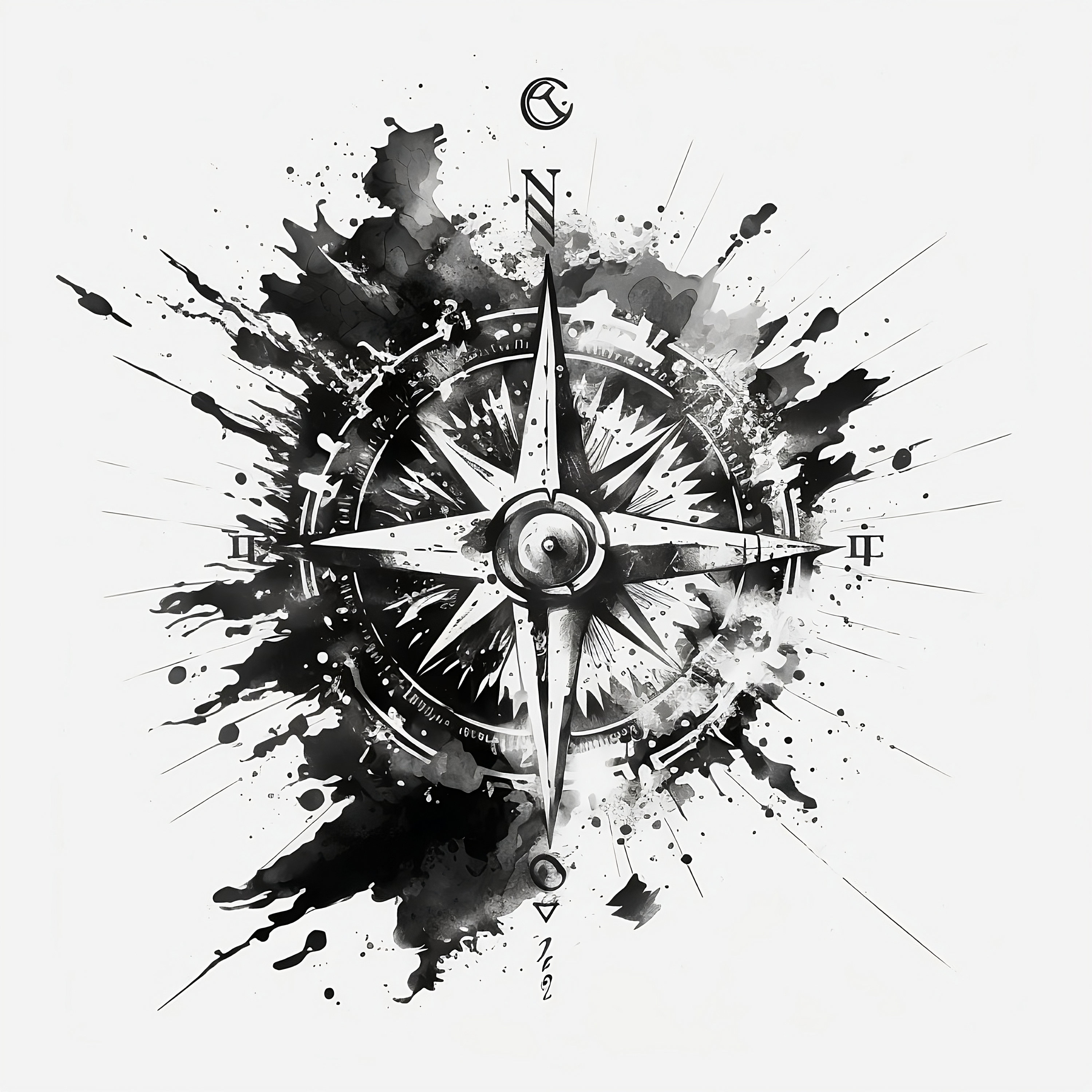 Girly Compass Tattoo Design