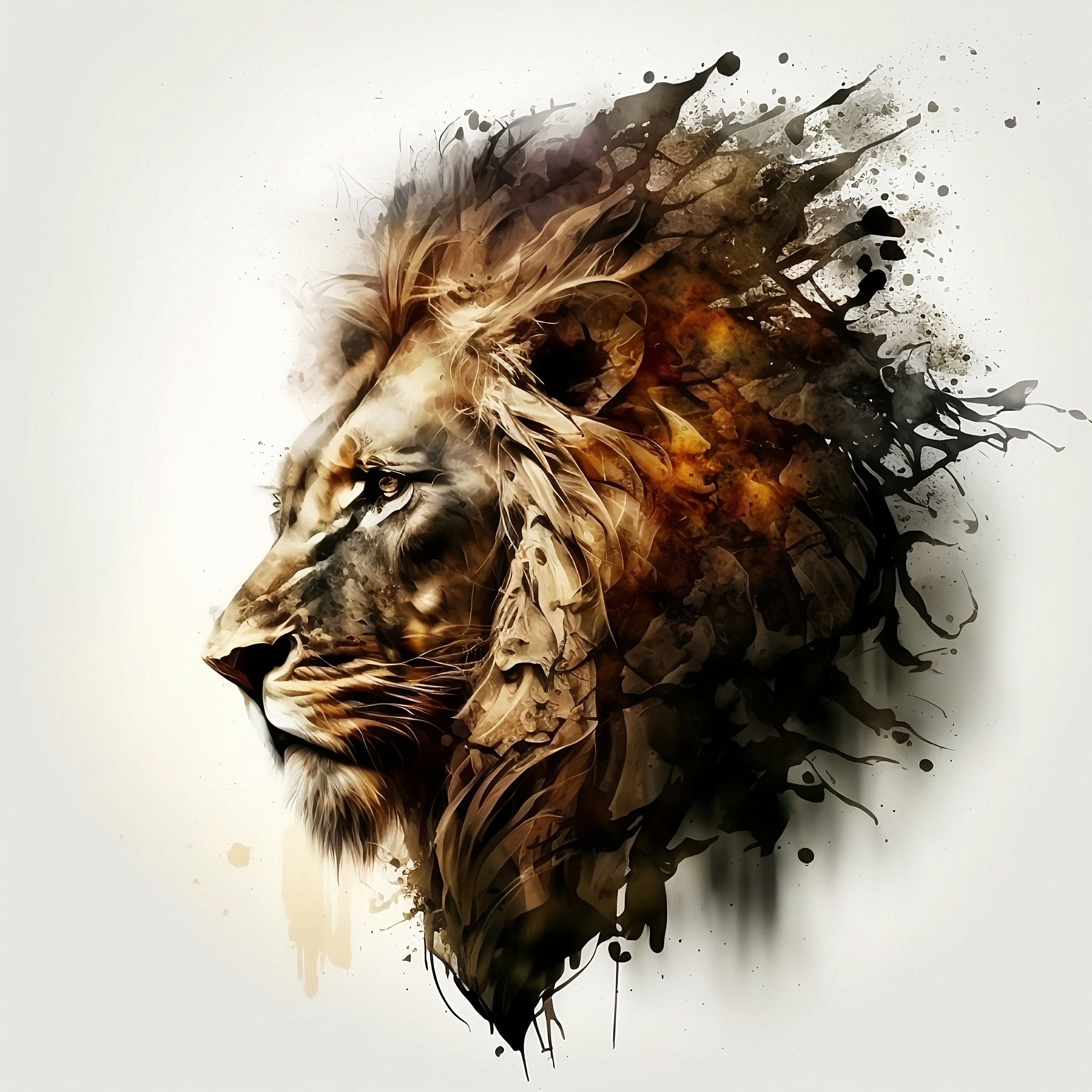 Lion Tattoo Design White Background PNG File Download High Resolution ...