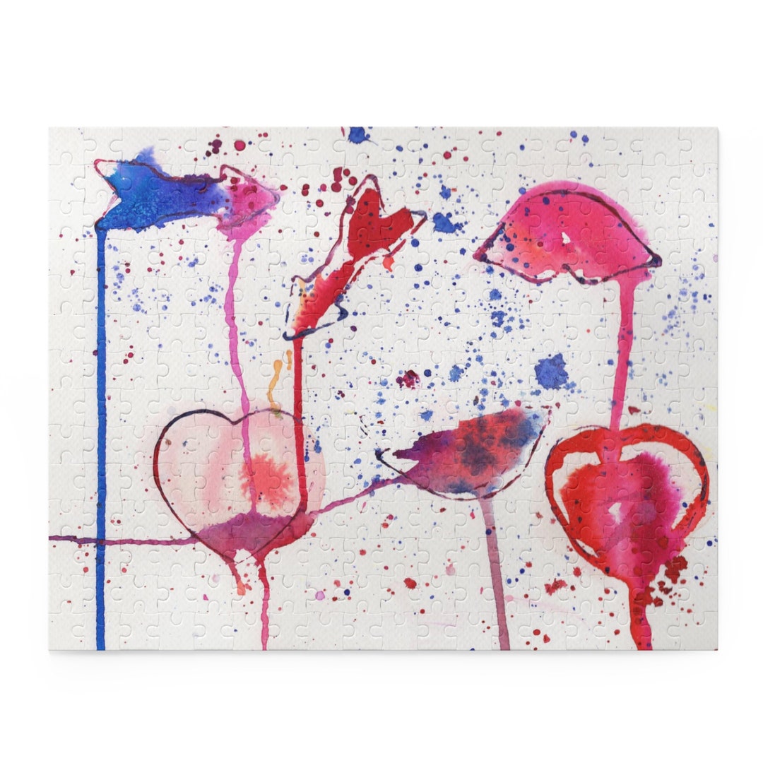 Abstract Hearts Watercolor Art - Valentine's Day Puzzle - Etsy