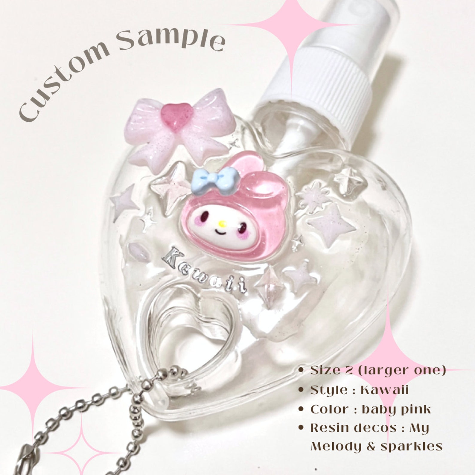 Custom Cute Kawaii Sanrio Refillable Resin Spray Bottle melody, Kuromi ...