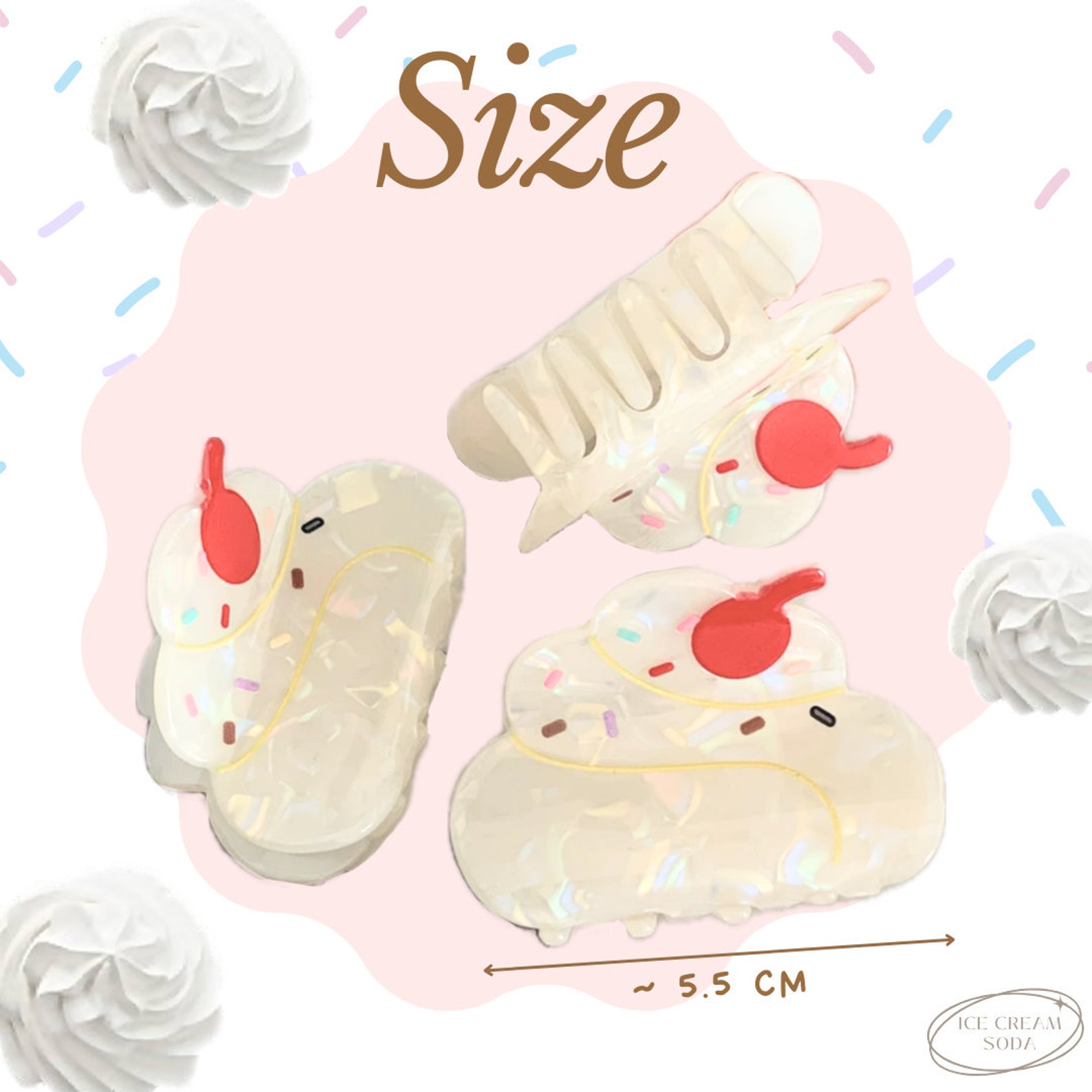 Cute Whipped Cream Hair Claw Clip ( Gift for Her Children, Hair ...
