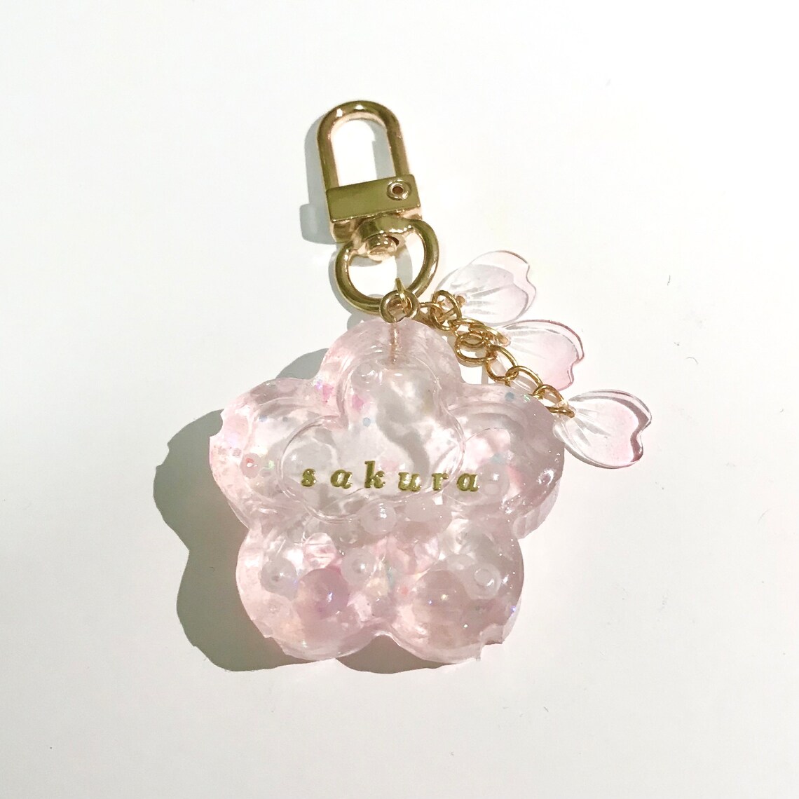 Pink Kawaii Sakura Resin Shaker (kawaii Keyring, Custom Shaker, Wet ...