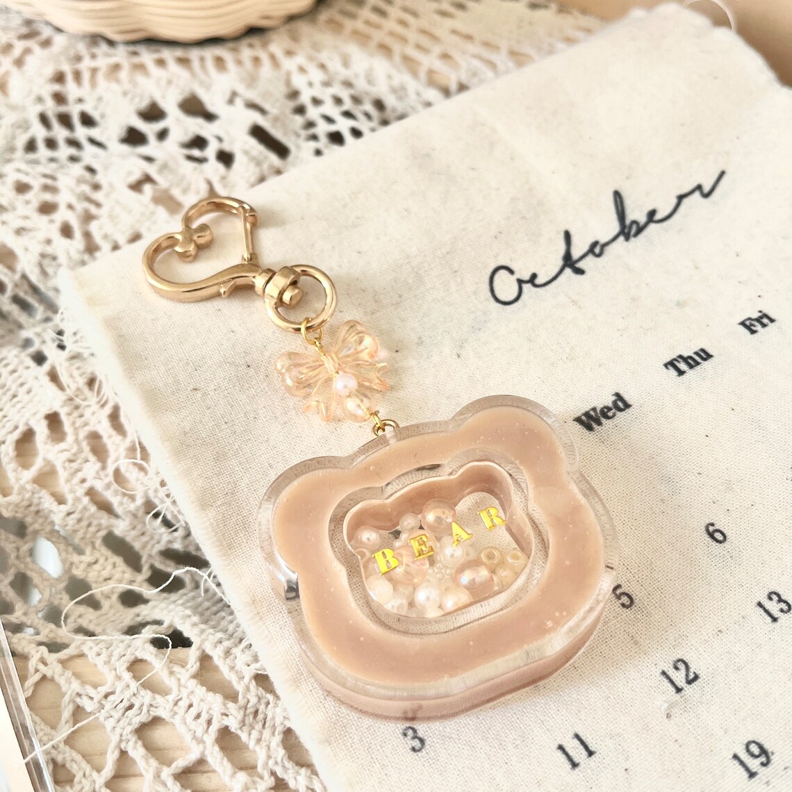 Bear Resin Shaker (kawaii Keyring, Custom Shaker, Dry Shaker, Bag Charm ...