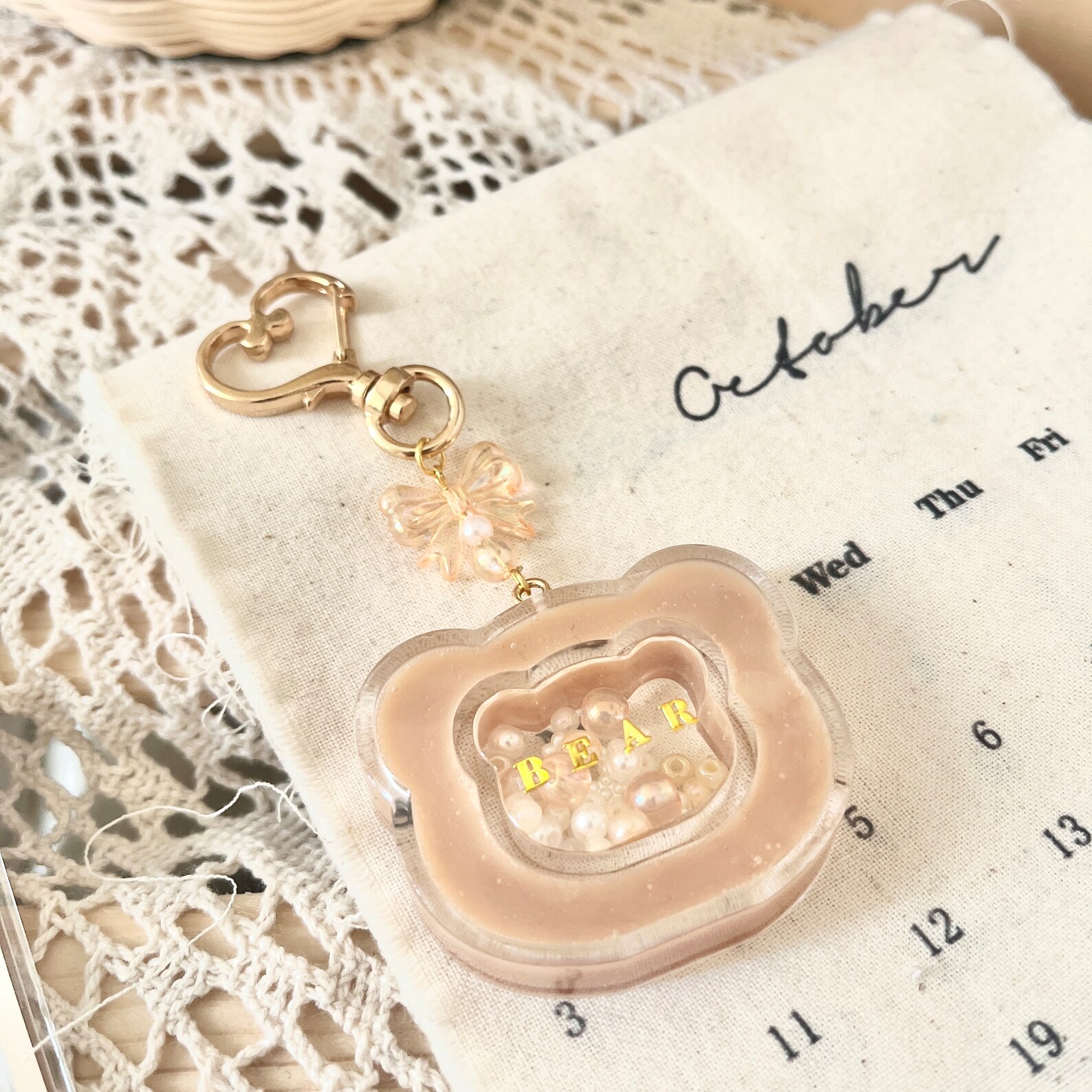 Bear Resin Shaker (kawaii Keyring, Custom Shaker, Dry Shaker, Bag Charm ...