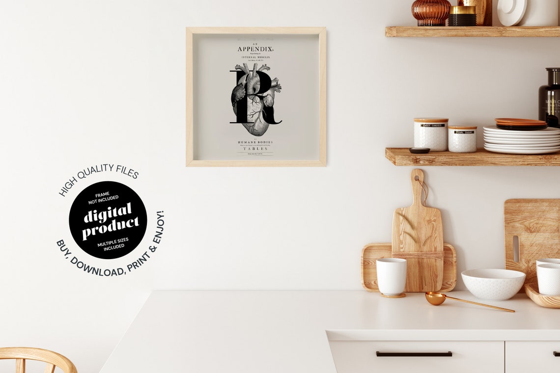 Capital Letter R Deco Poster Monogram Poster Letter R Wall Art Heart ...