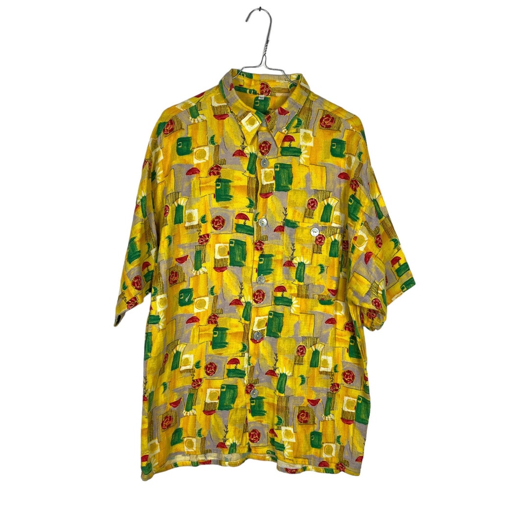 Vintage Shirt in Size M Crazy Pattern Shirt, Short-sleeved Retro Shirt ...
