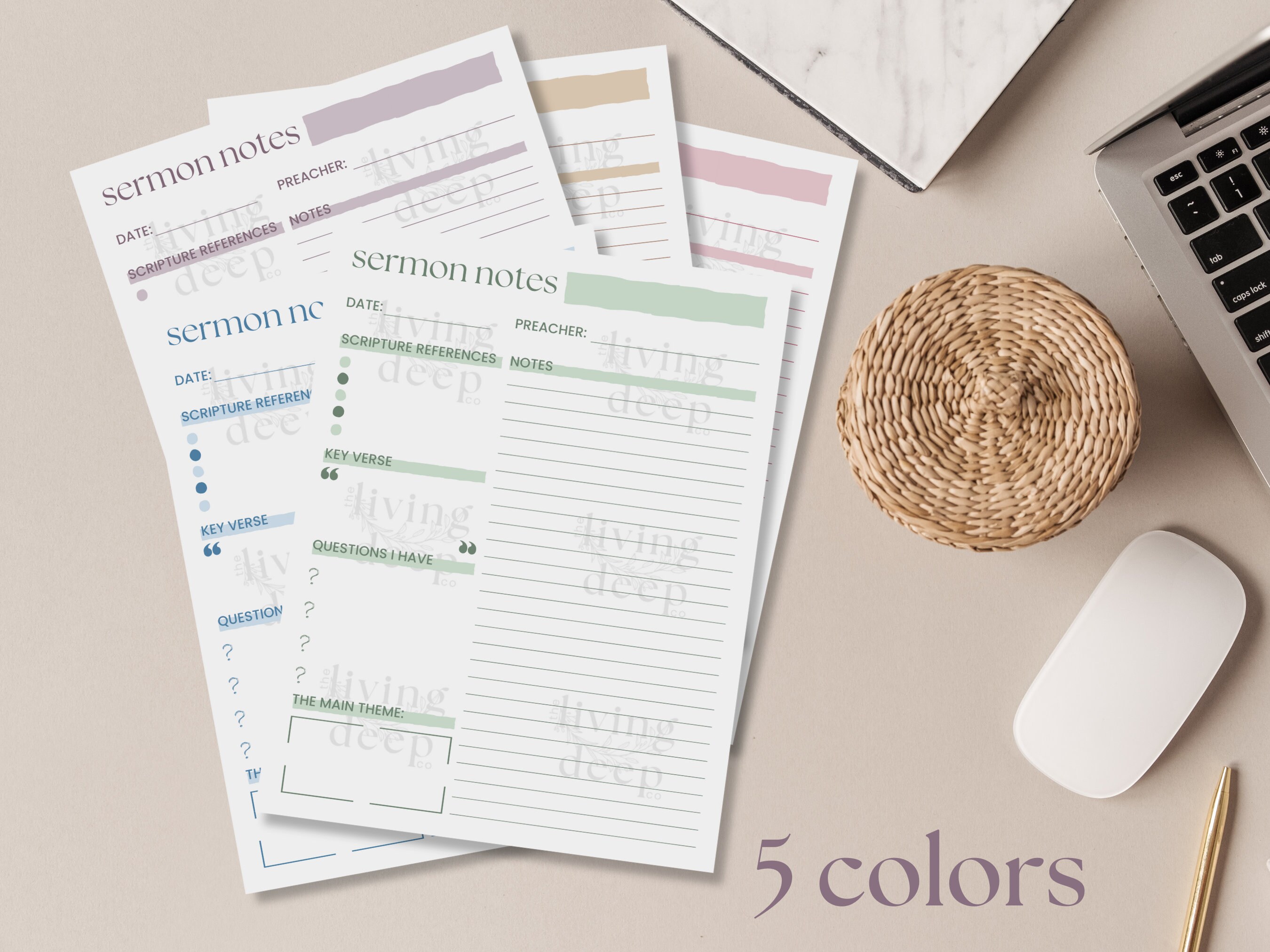 Bible Study Template Digital Sermon Notes Bundle Bible Study Guide ...