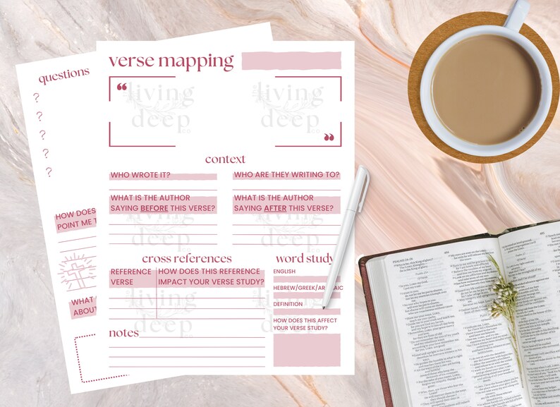 Verse Mapping Printable, Bible Study Printable, Digital Bible Journal, Bible Study Template ...