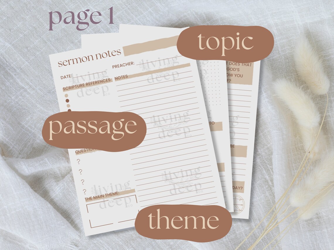 Bible Study Template Digital Sermon Notes Bundle Bible Study Guide ...