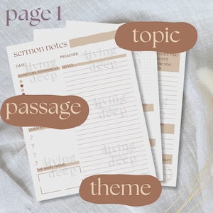 Bible Study Template Digital Sermon Notes Bundle Bible Study Guide ...