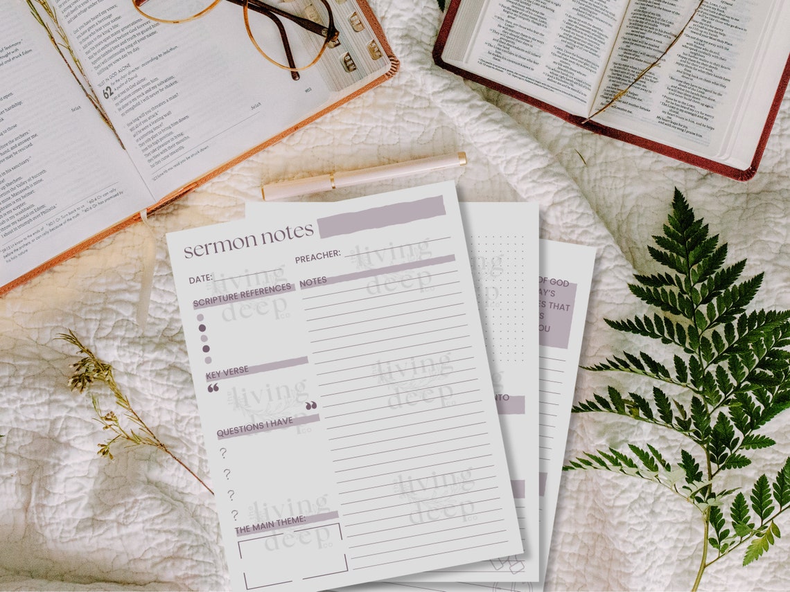 Bible Study Template Digital Sermon Notes Bundle Bible Study Guide ...