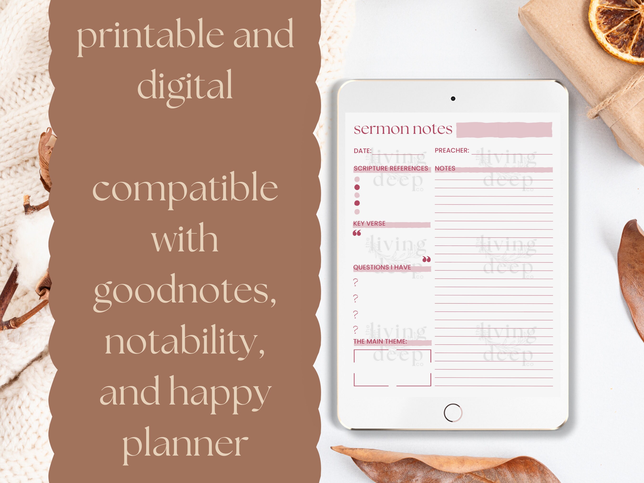 Bible Study Template Digital Sermon Notes Bundle Bible Study Guide ...