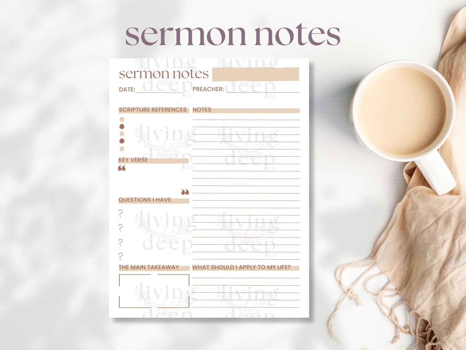 Bible Study Template Digital Sermon Notes Bible Study Guide Bible Study ...