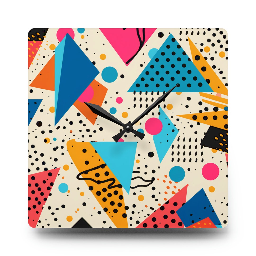 80's Retro, Memphis Pattern Style, Acrylic Wall Clock - Etsy