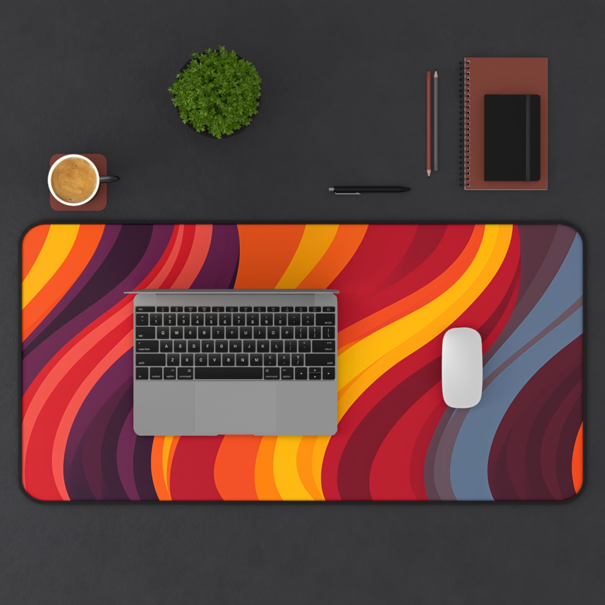 XL Desk Mat, 70s Style Retro, Laptop Desk Mat / Desk Accessories ...