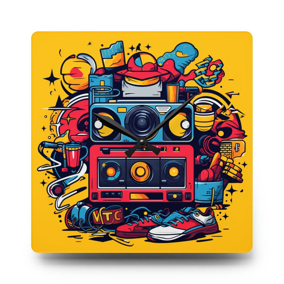 90's Style, Retro Acrylic Wall Clock - Etsy