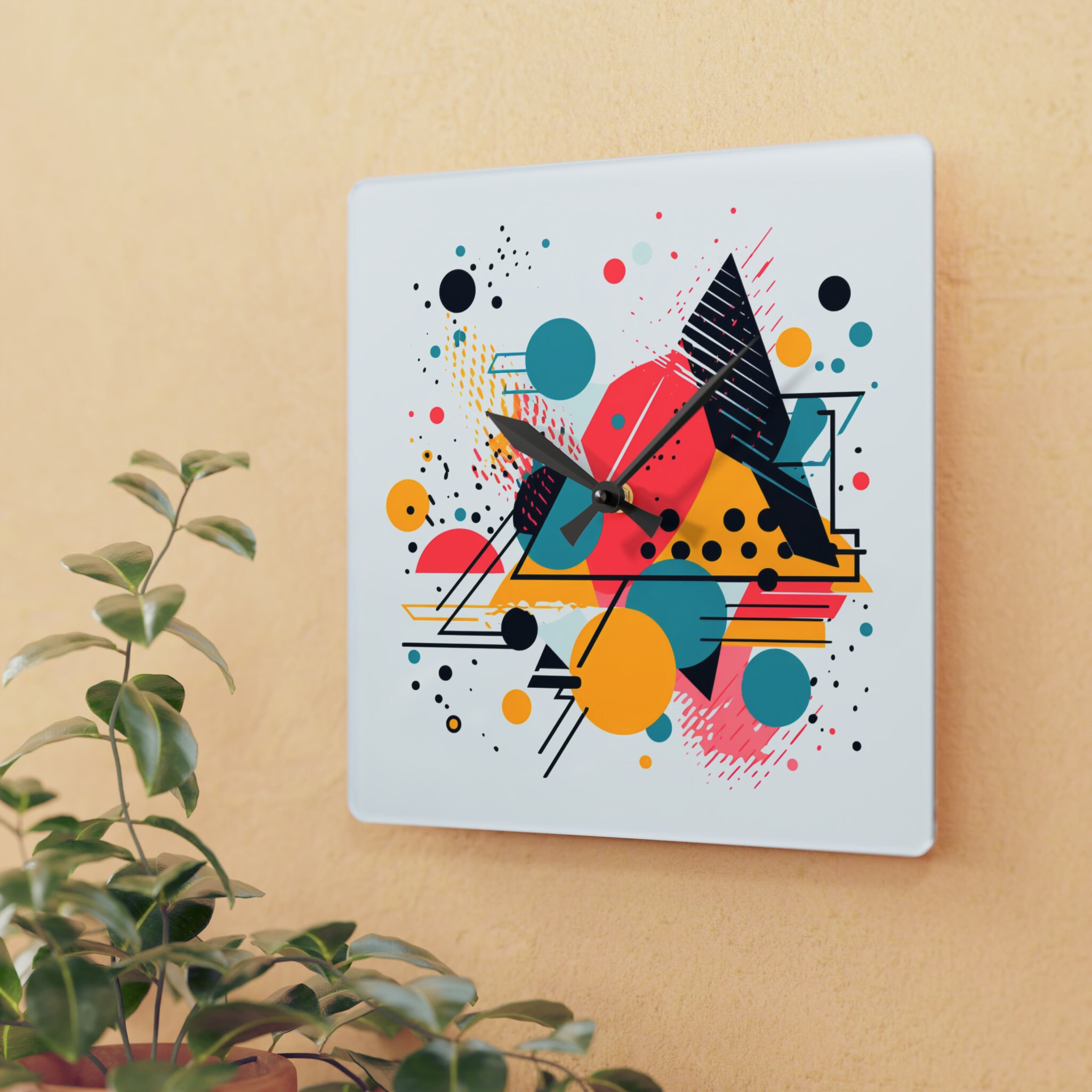 80's Retro, Memphis Pattern Style, Acrylic Wall Clock - Etsy