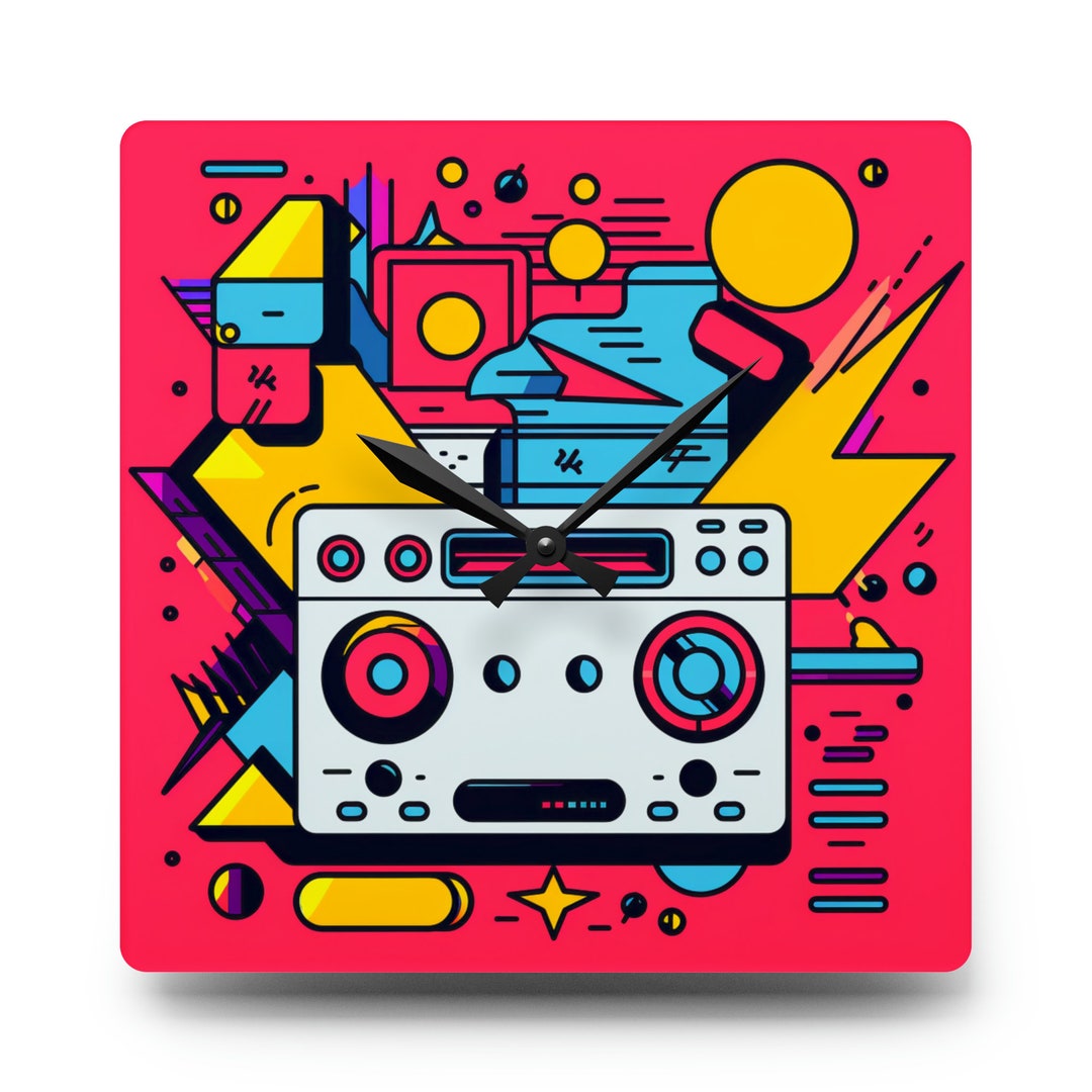 90's Style, Retro Acrylic Wall Clock - Etsy