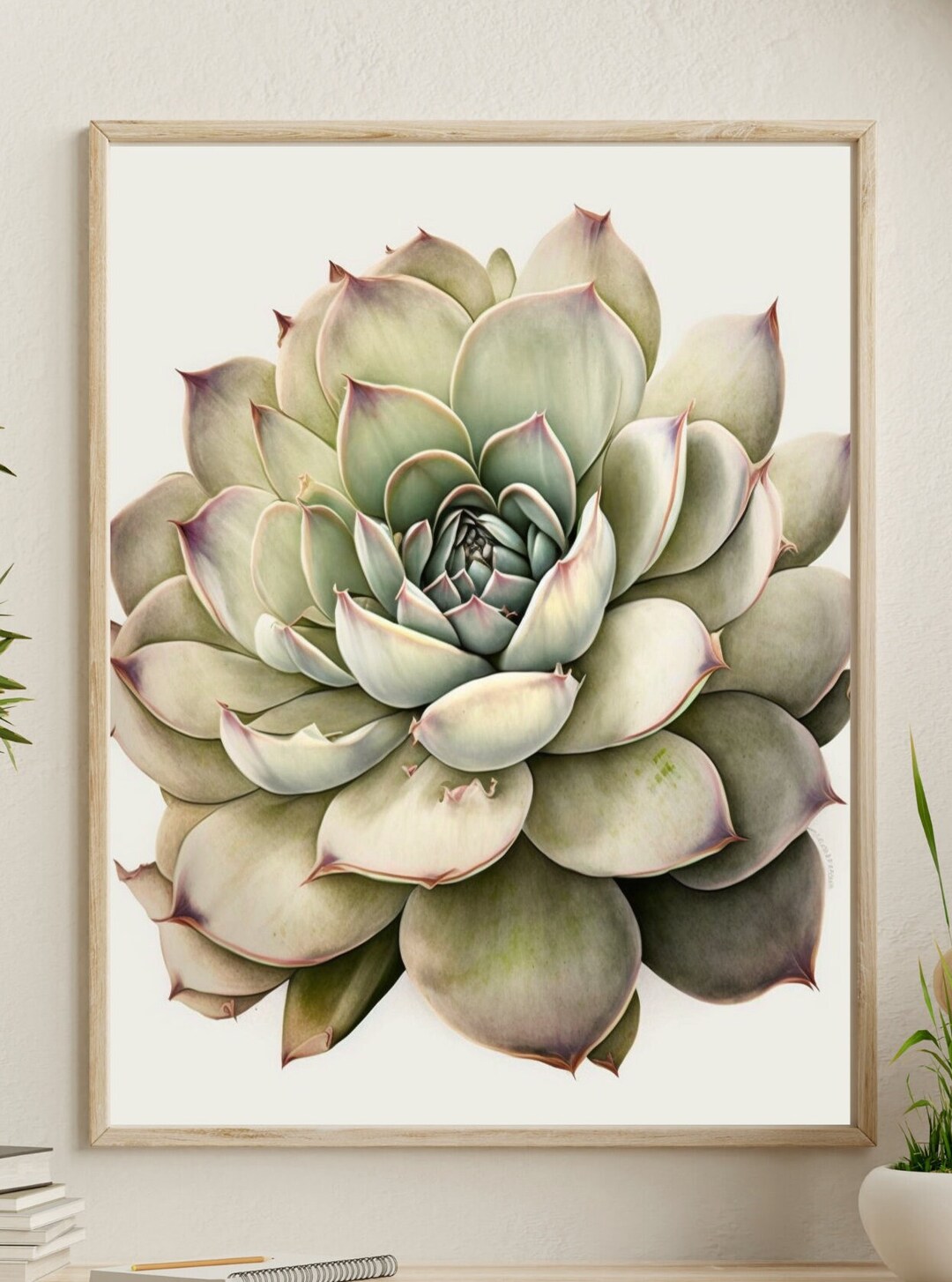 Boho Succulent Wall Art, Large Succulent Digital Download, Boho ...