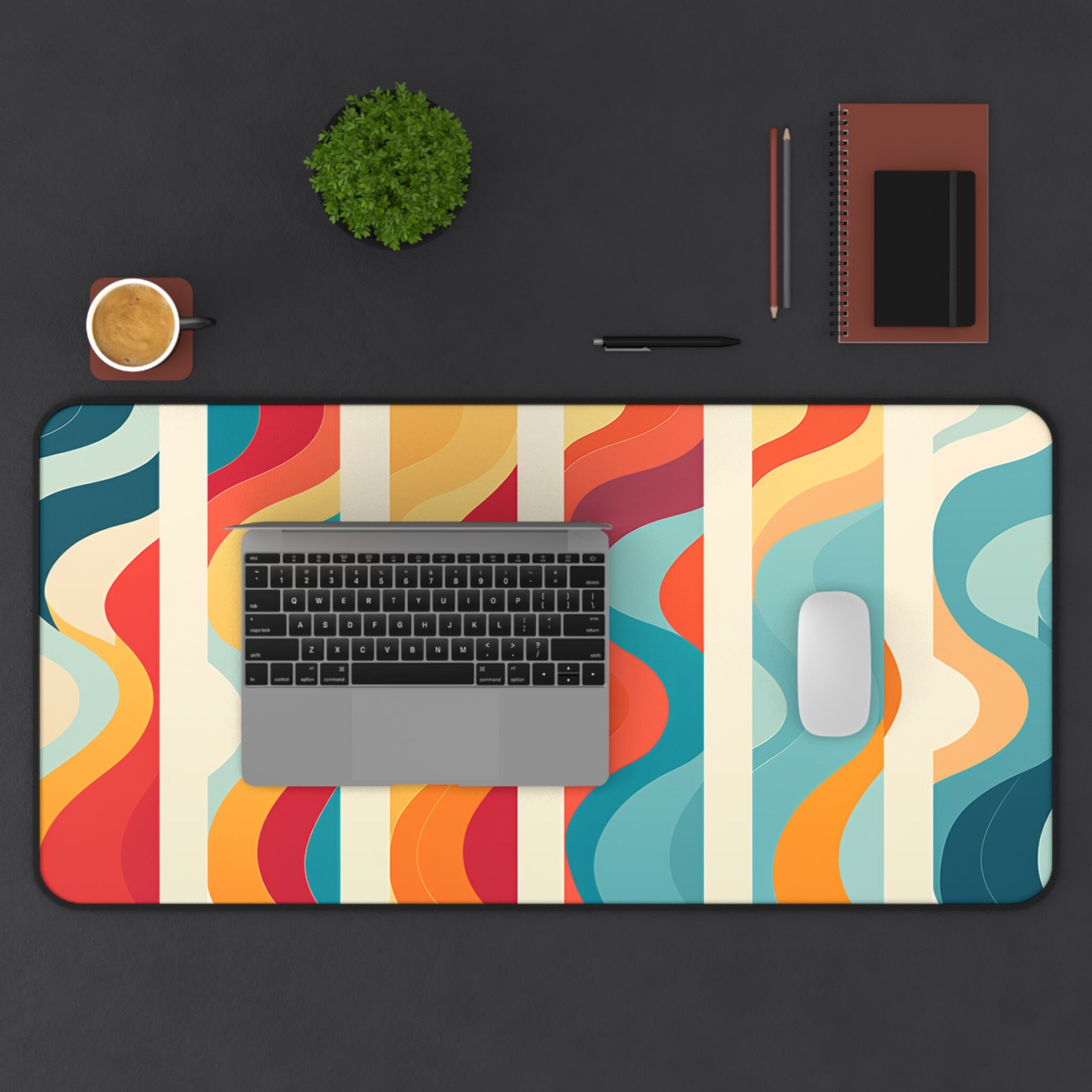 XL Desk Mat, 70s Style Retro, Laptop Desk Mat / Desk Accessories ...