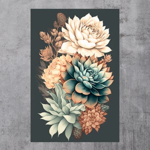 3 Piece Wall Art, Boho Succulent Art, Set of 3, Earth Tones, Wall Art ...